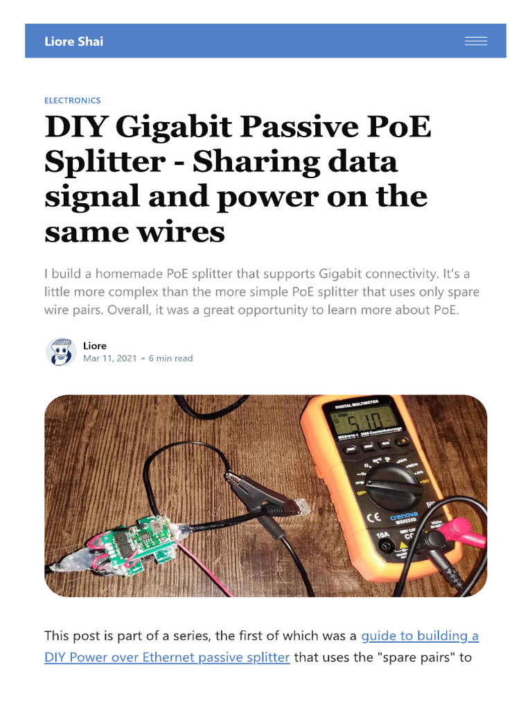 Homemade Gigabit Passive PoE Splitter | PDF
