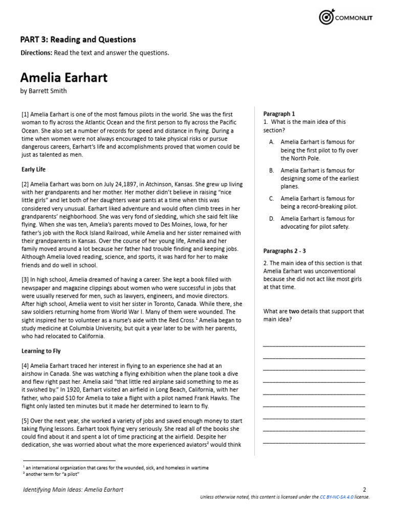 Amelia Earhart Reading B2 | PDF