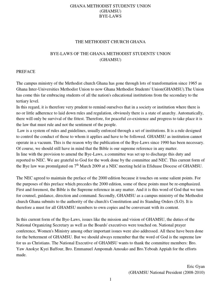 GHAMSU Bye-Laws and Constitution Overview | PDF | Theology
