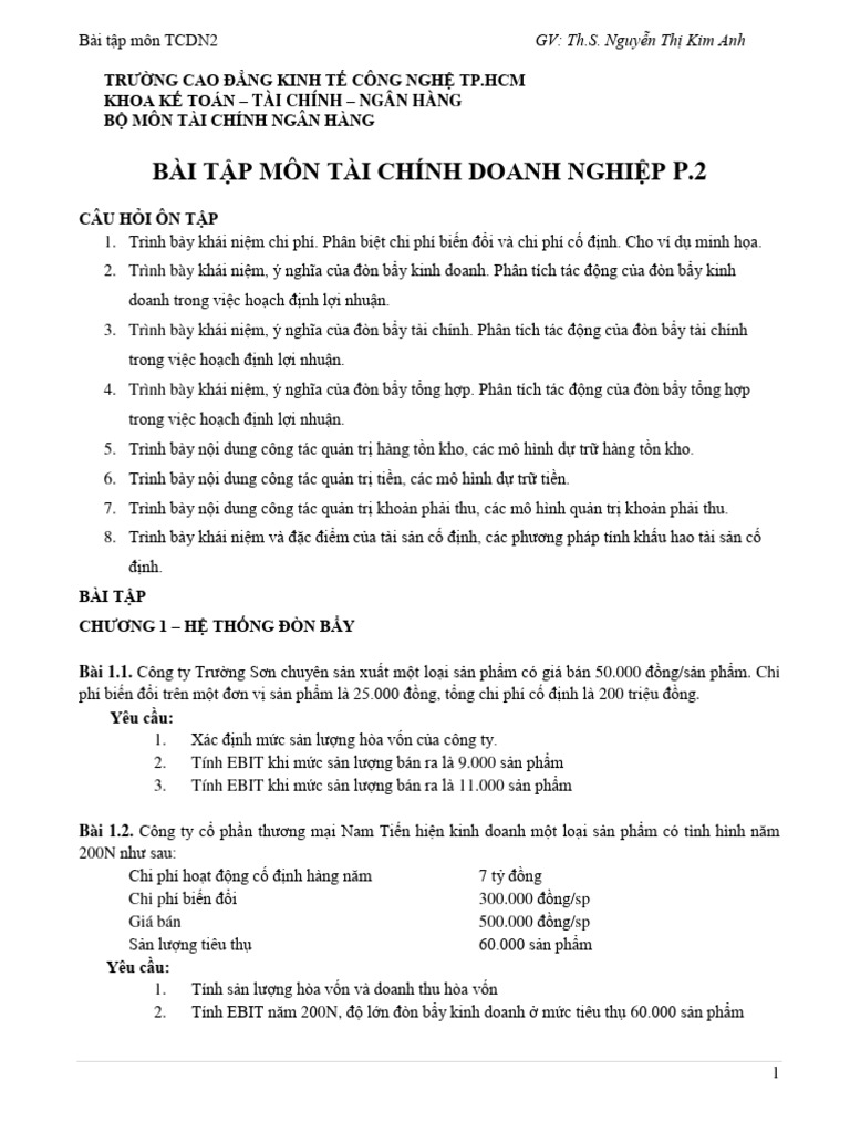 Bai Tap TCDN 2 C.Kim Anh | PDF