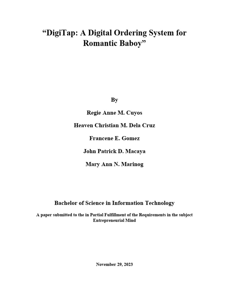 Group 4-Entrep | PDF | Restaurants | Menu