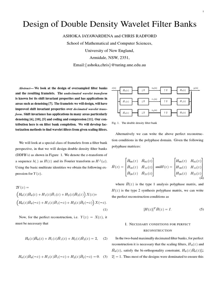 Design of Double Density Wavelet Filters | Download Free PDF | Wavelet ... Design of Double Density Wavelet Filters | Download Free PDF | Wavelet ...
