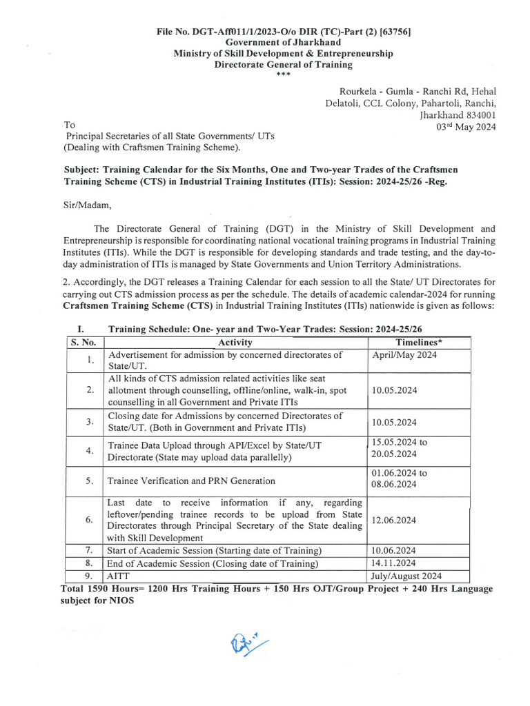 Sir/Madam,: Ministry of Skill Development & Entrepreneurship ...