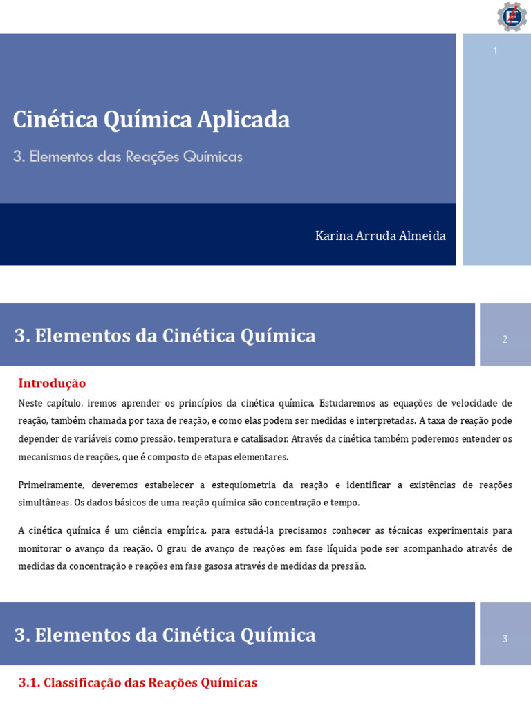 Cinética Química: Classificação e Velocidade das Reações | PDF ...
