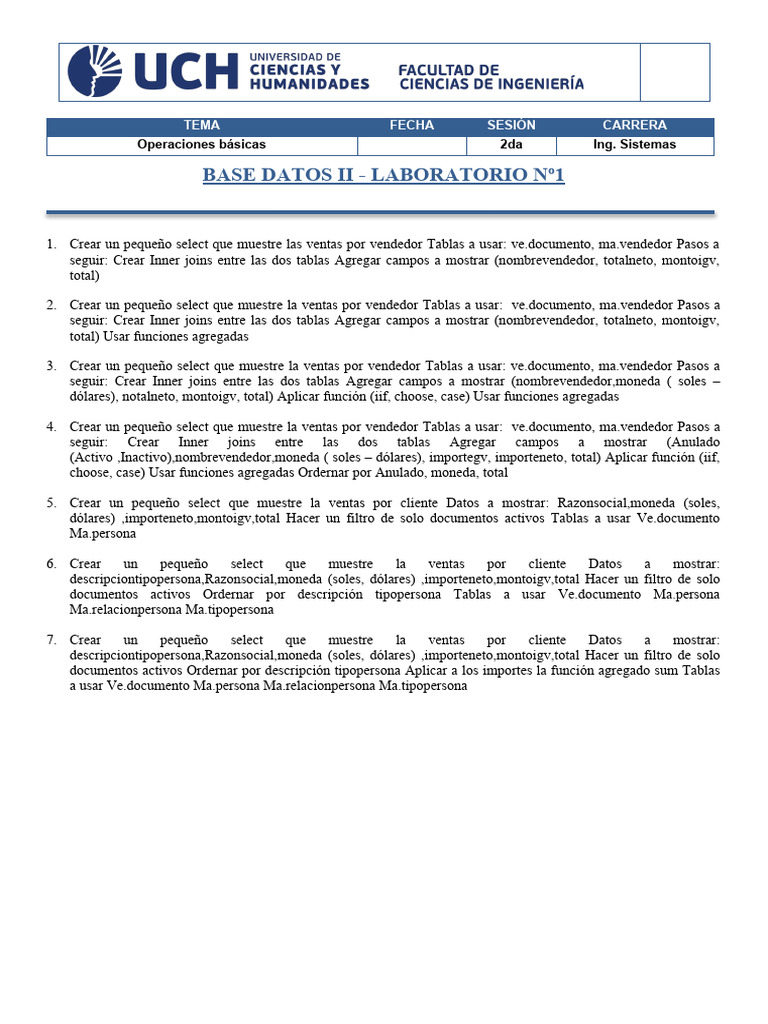 BaseDatosII Semana02 LA1 | PDF