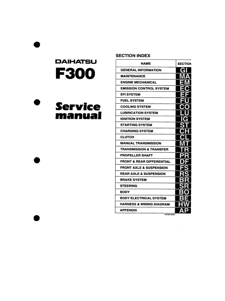 Daihatsu F300 Service Manual Section ALL | PDF
