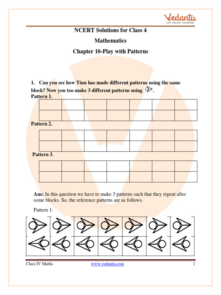 Class 4 Maths Patterns Solutions | PDF | Mathematics