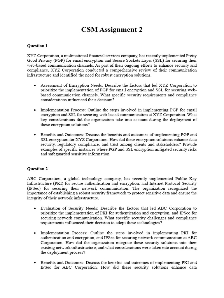 Csm Assignment 2 Pdf Information Security Computer Network