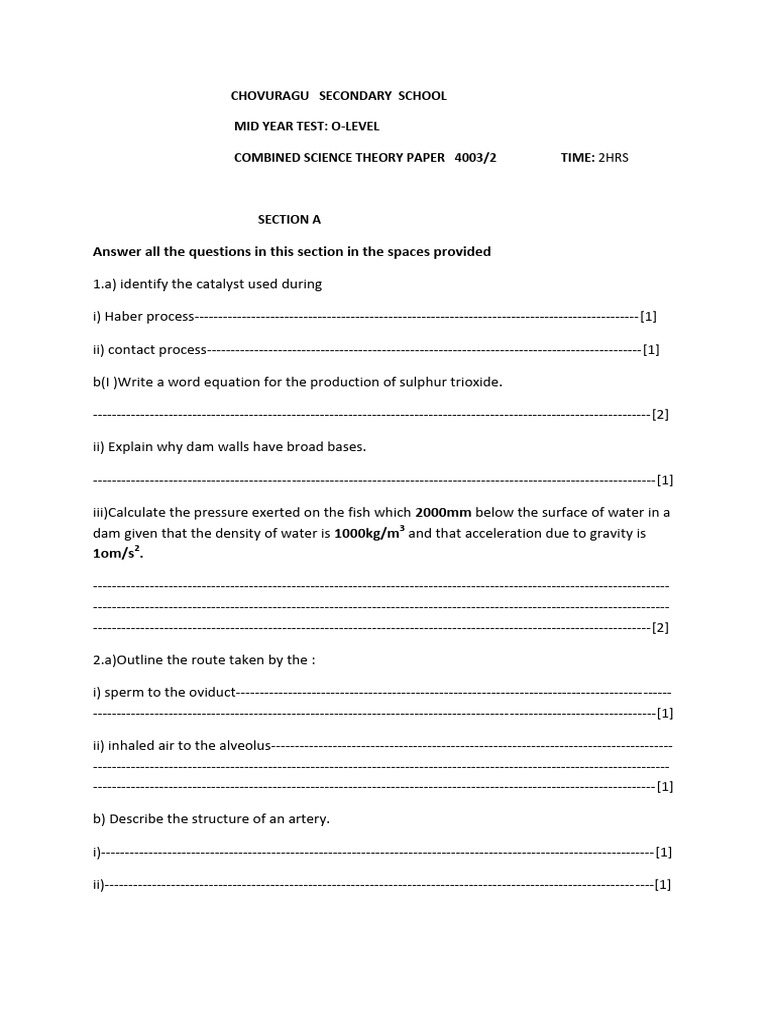 Combined Science Mid Year 2019 | PDF | Acid | Titration