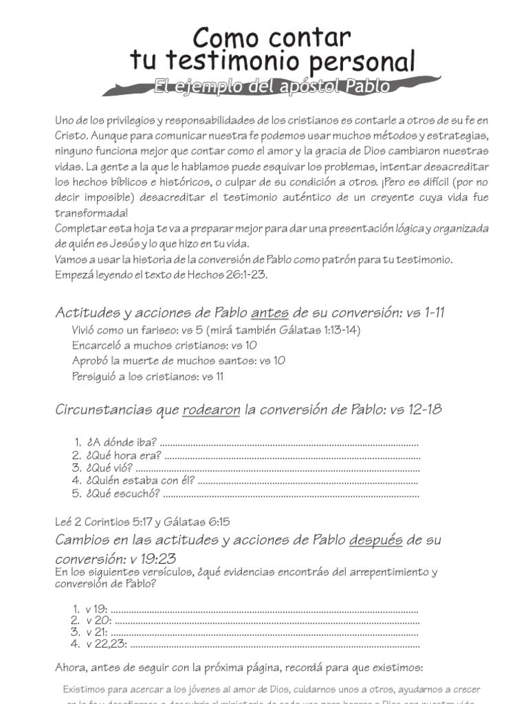 Como Contar Tu Testimonio | PDF | Pablo el apóstol | Fe
