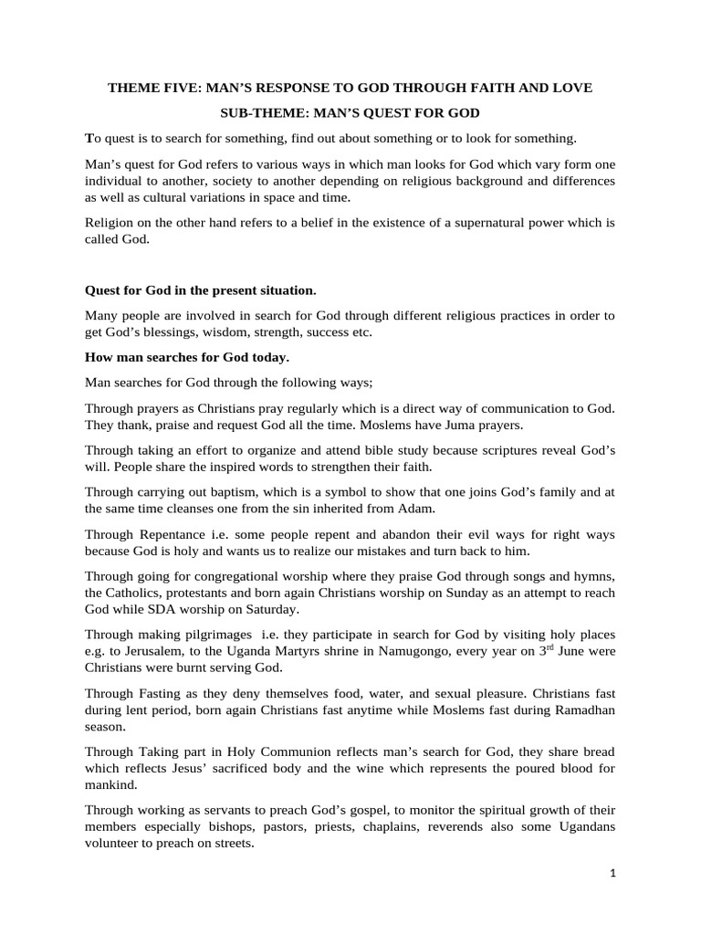 Man's Response To God - Through Faith and Love | PDF | Jesus | The Exodus
