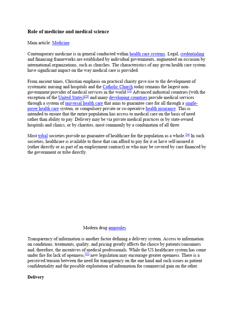 Understanding Medicine's Role in Health Care | PDF | Health Care | Medicine