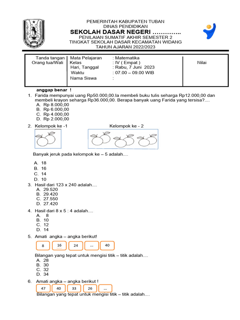 Soal MTK 2 | PDF | Metode & Bahan Ajar