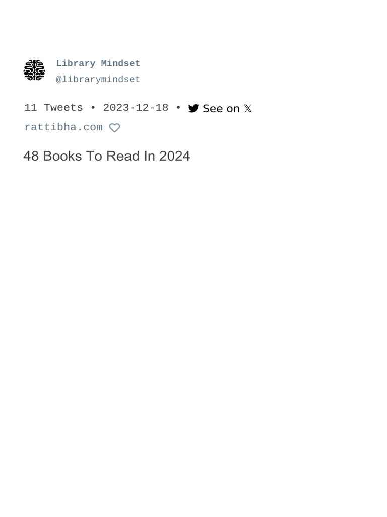 48 Books To Read Thread by Librarymindset Dec 18, 23 From Rattibha | PDF