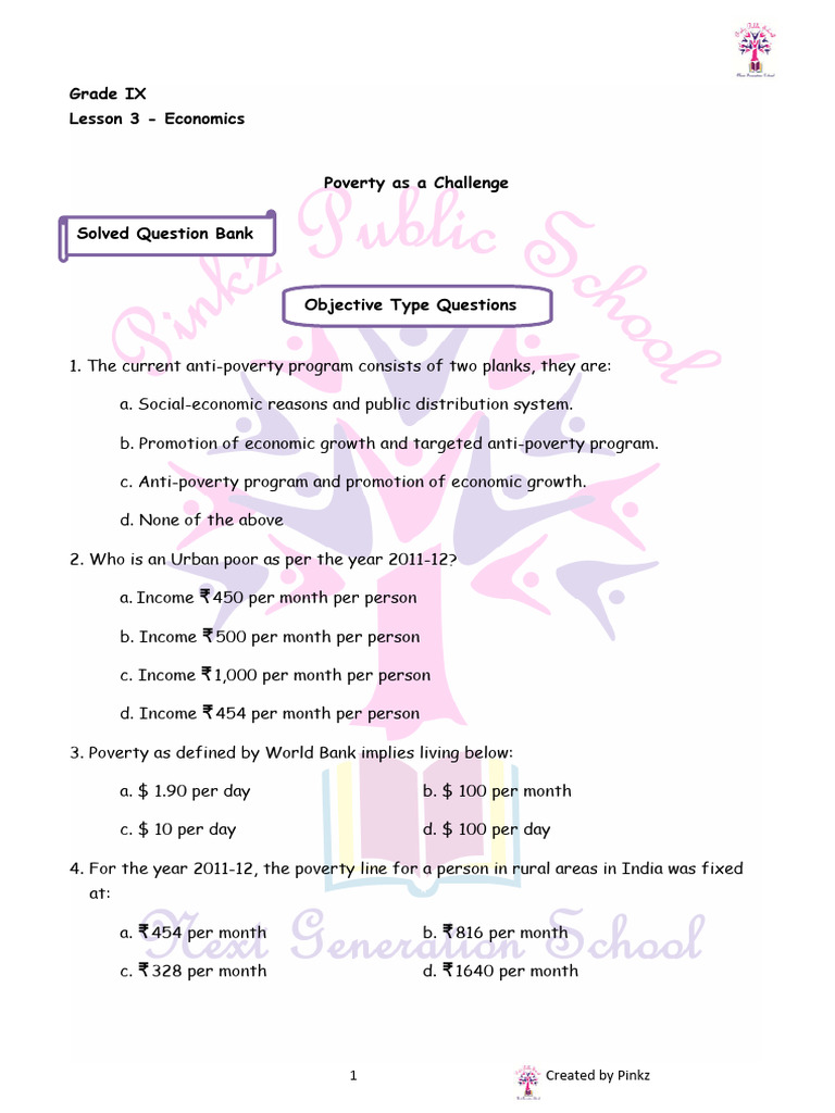Lesson 3 Economics Poverty As A Challenge | PDF | Poverty | Poverty ...