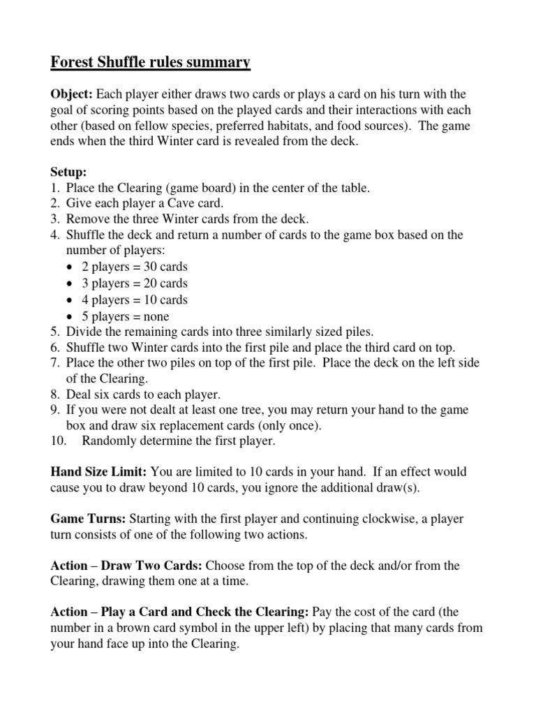 Forest_Shuffle_rules_summary_v1 | PDF | Trees