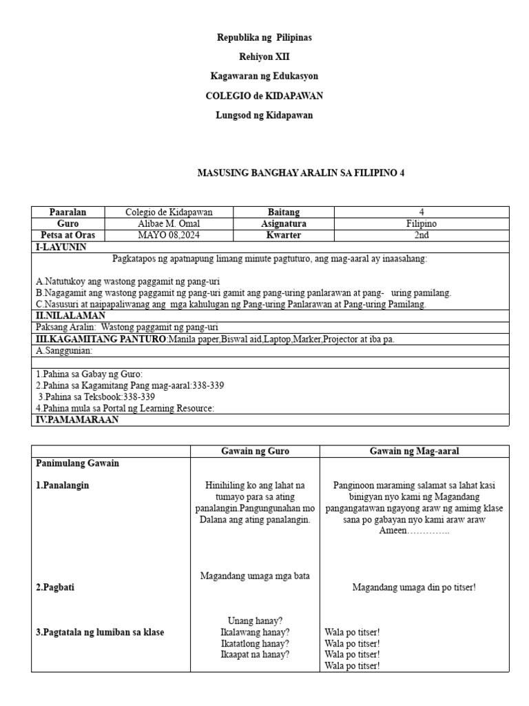 Lp Filipino Final Demo | PDF