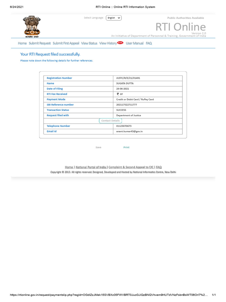 RTI Online - Online RTI Information System | PDF | Banking Technology ...