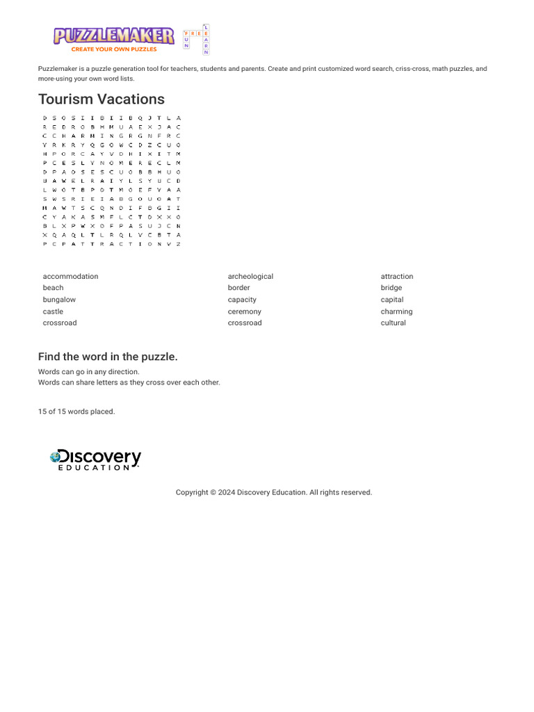 Word Search Puzzle _ Discovery Education Puzzlemaker | PDF