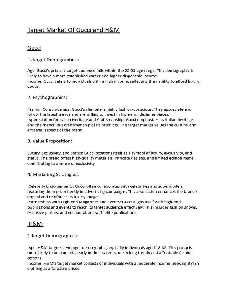 Target Market of Gucci and H&M | PDF | Luxury Goods | Fashion