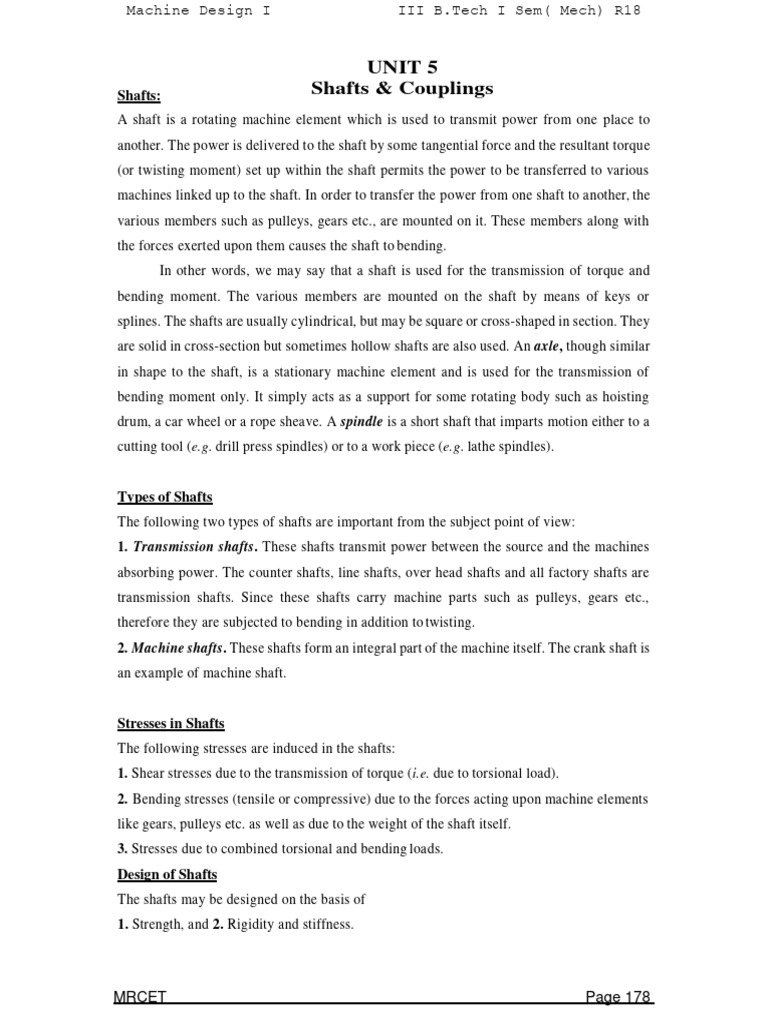 Shaft Design Notes | Download Free PDF | Bending | Stress (Mechanics)