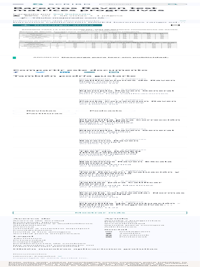 Baremos Raven Test Matrices Progresivas PDF | PDF | Scribd | Cookie HTTP