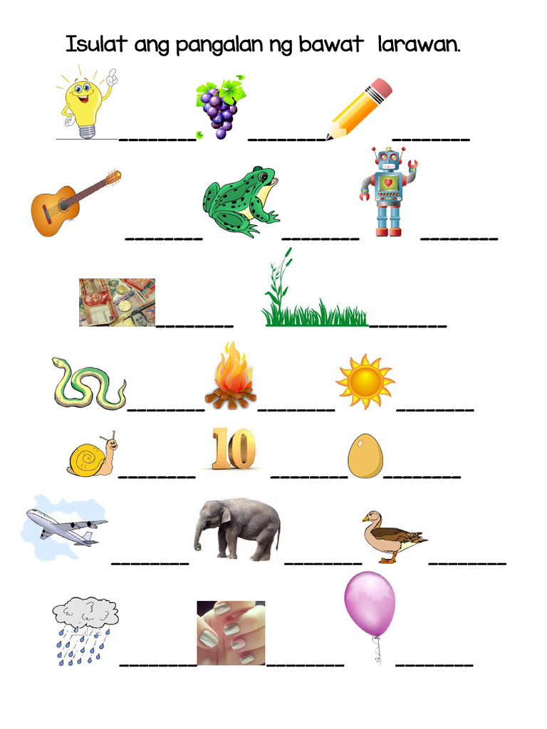 Isulat Ang Pangalan NG Bawat Larawan | PDF