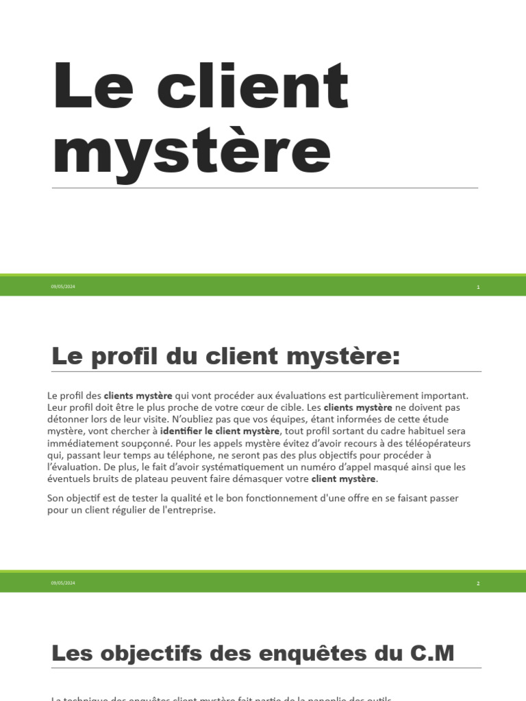 Évaluation du Client Mystère en Valais | PDF | Business | Sécurité