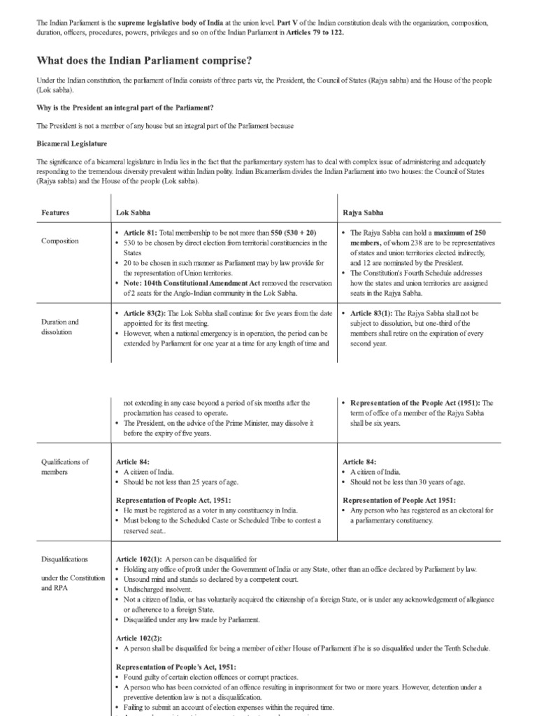 Parliament Notes | PDF