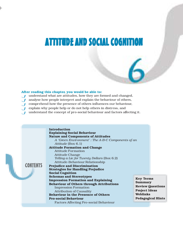 Chapter 6 Attitude and Social Cognition | PDF | Prejudices | Schema (Psychology)