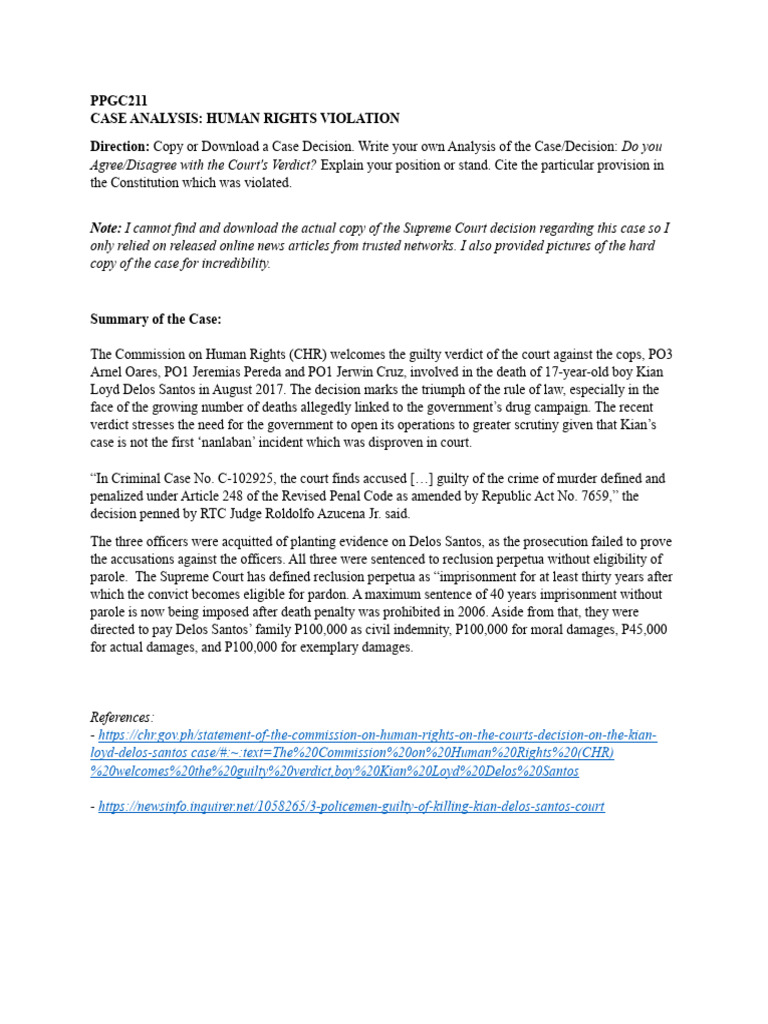 Human Rights Violation Case-Analysis | PDF | Right To Silence | Misconduct