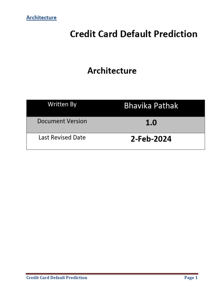 Architecture Credit Card Default Prediction | PDF | Computer Program ...