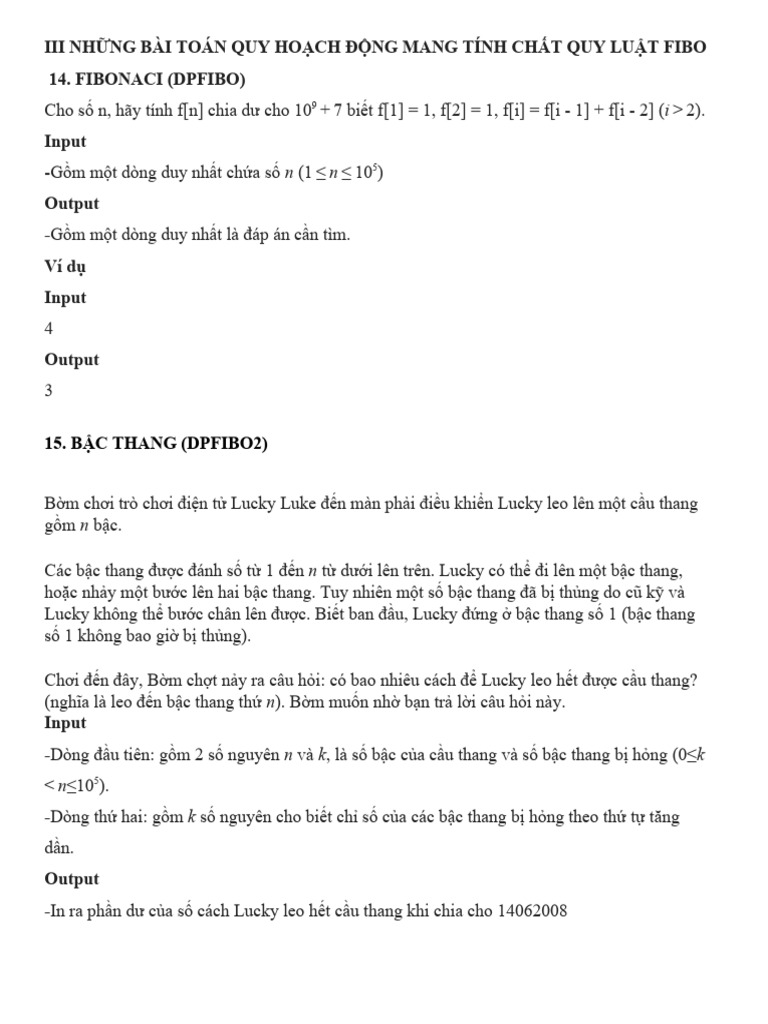 Nhung Bai Toan QHD Dang Fibo | PDF