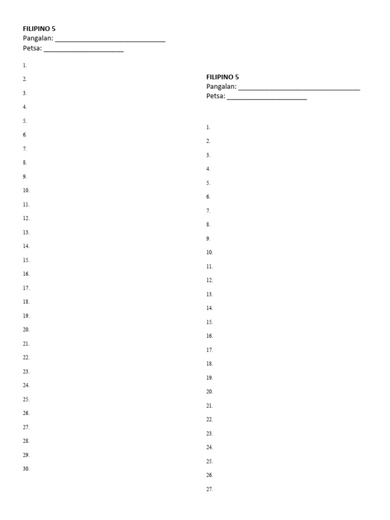 Answer Sheet Exams Filipino | PDF