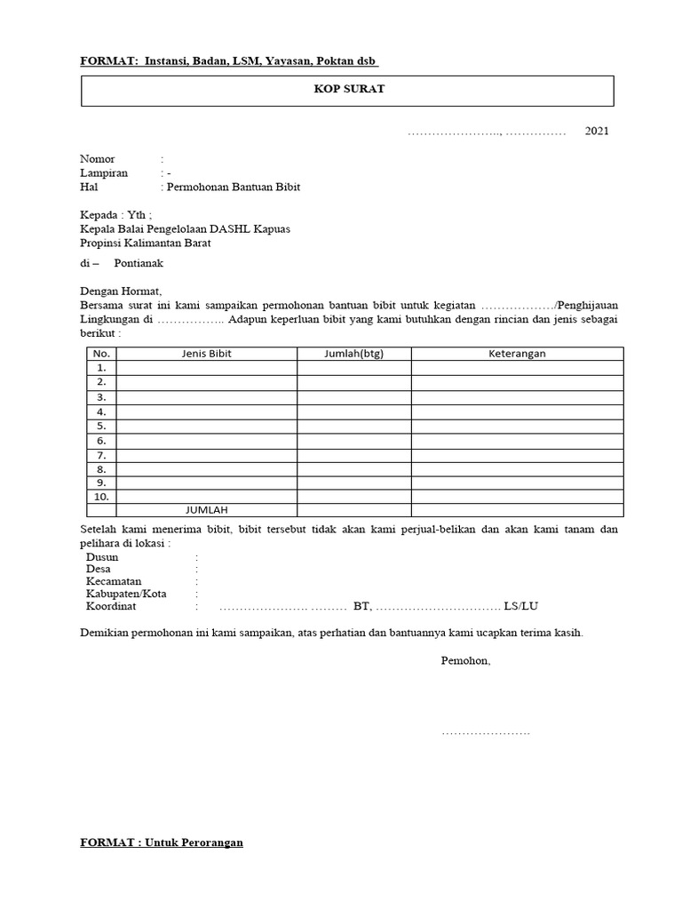 Contoh Permohonan Bibit-PP | PDF