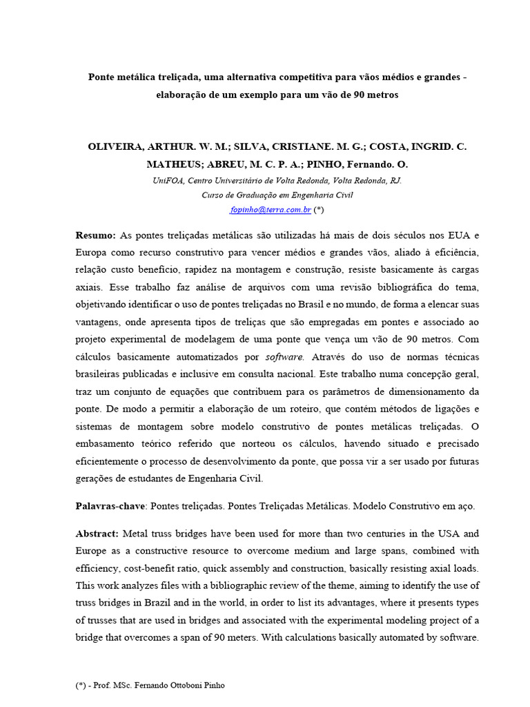 Treliças Pontes - Base Pra Atividade Contextualizada | PDF | Ponte ...