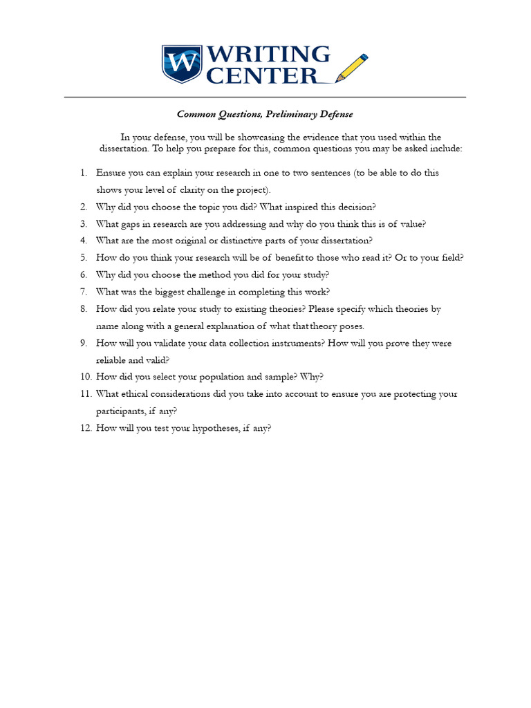 Dissertation Defense Prep Guide | PDF