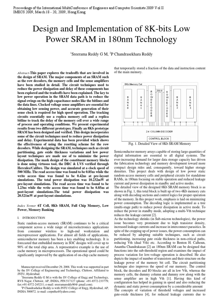 8k Bit Using 6t Sram | PDF | Random Access Memory | Amplifier
