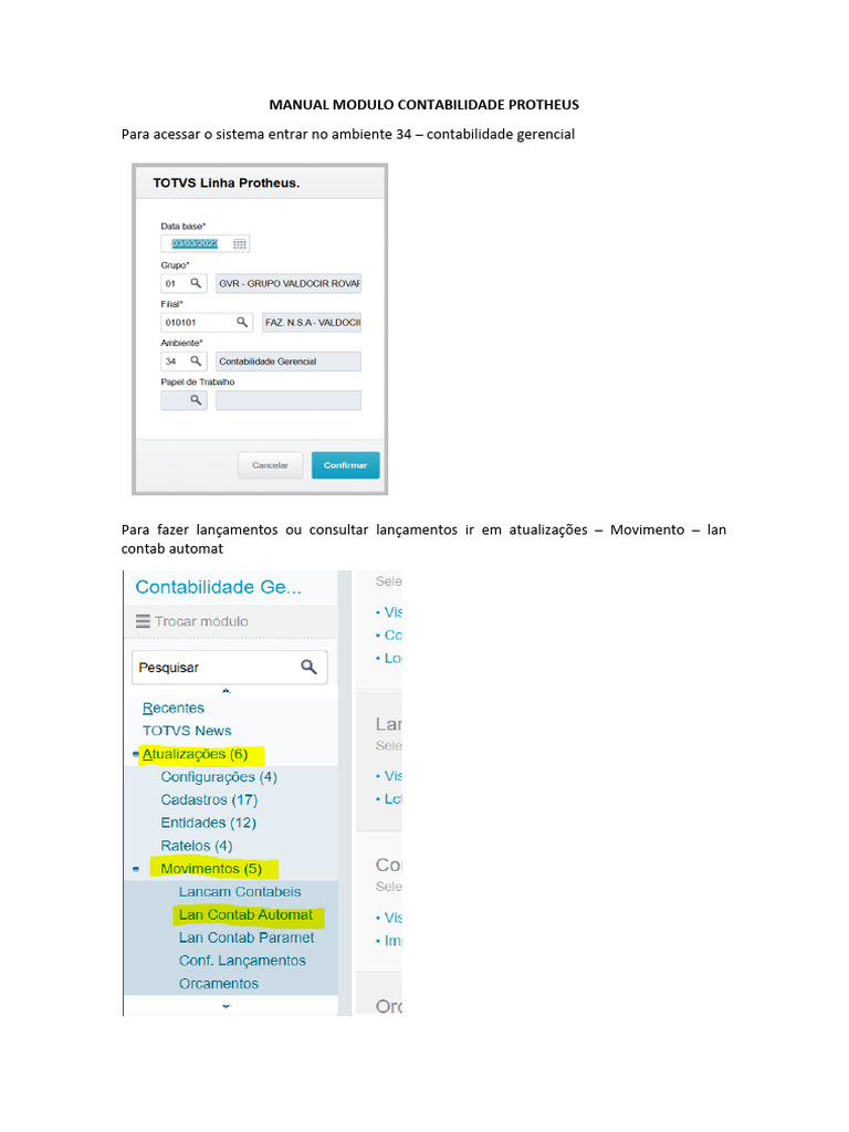 Manual Modulo Contabilidade Protheus | PDF | Contabilidade | Despesa