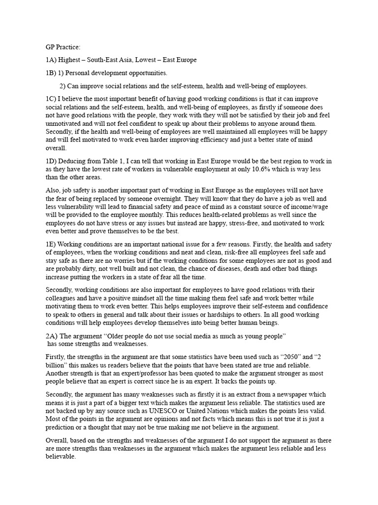 GP PRACTICE | PDF | Employment | Argument