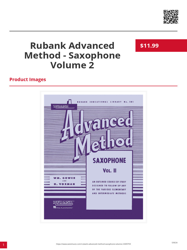 Rubank Advanced Method: Saxophone Vol 2 | PDF