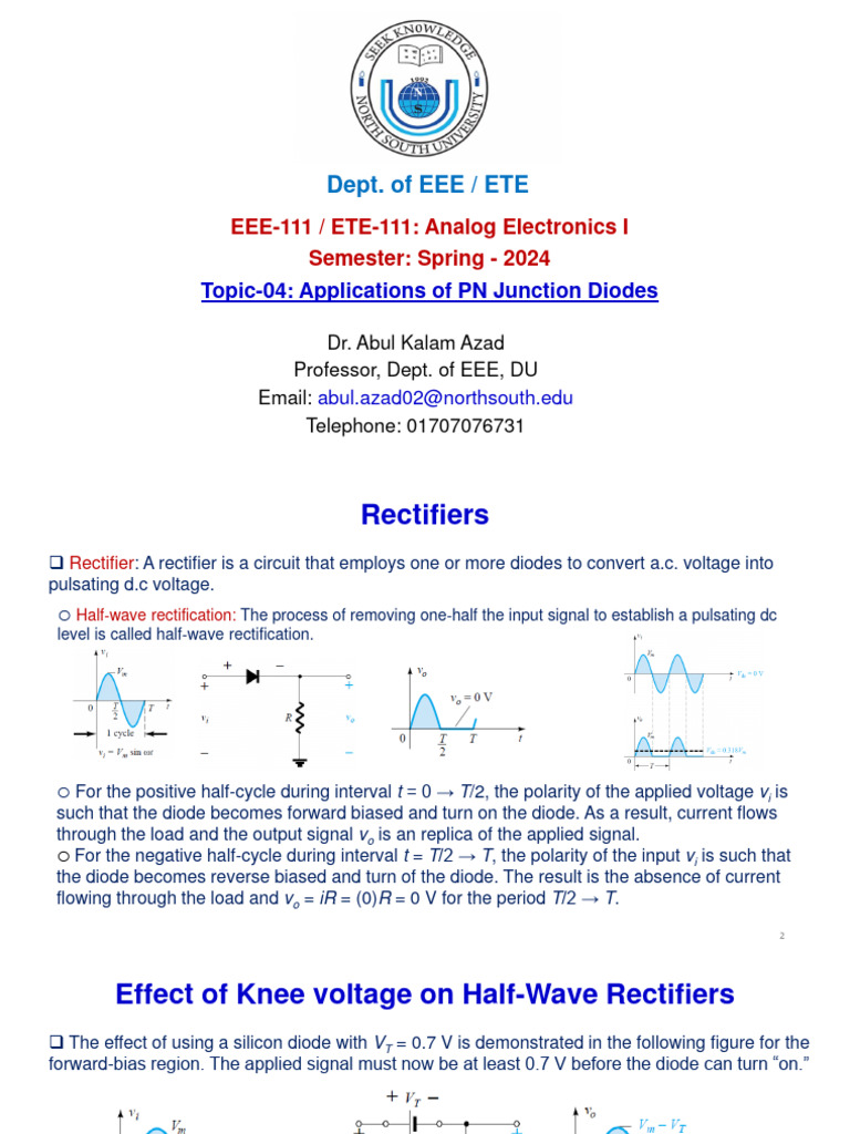 03 AE Applications Diodes | PDF | Rectifier | Electrical Engineering