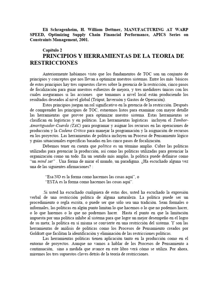 Teoria de Restricciones | PDF | Racionalidad | Pensamiento