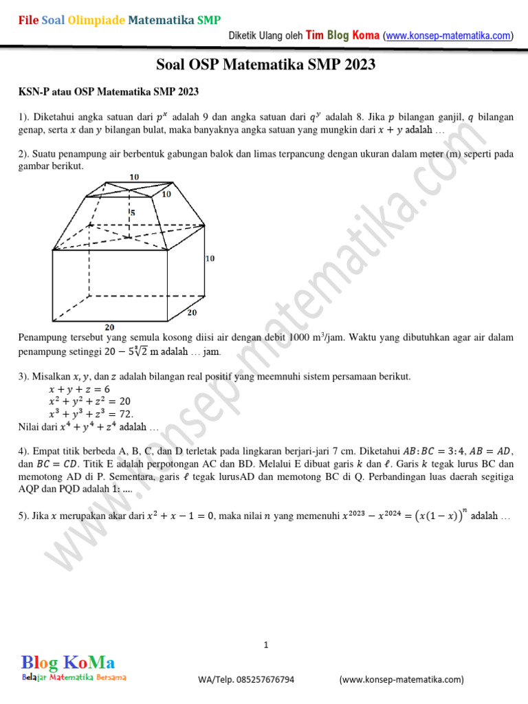 2023 Soal Osp Matik SMP | PDF | Metode & Bahan Ajar