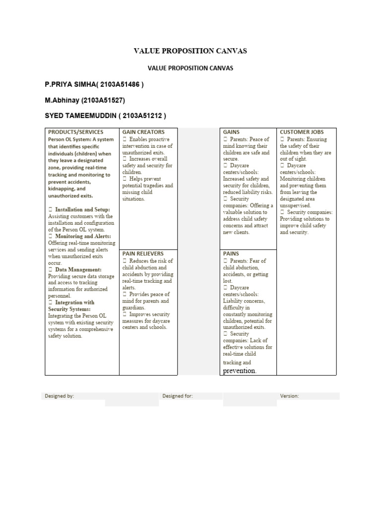 Value Proposition- Assignment | PDF | Securities | Child Care