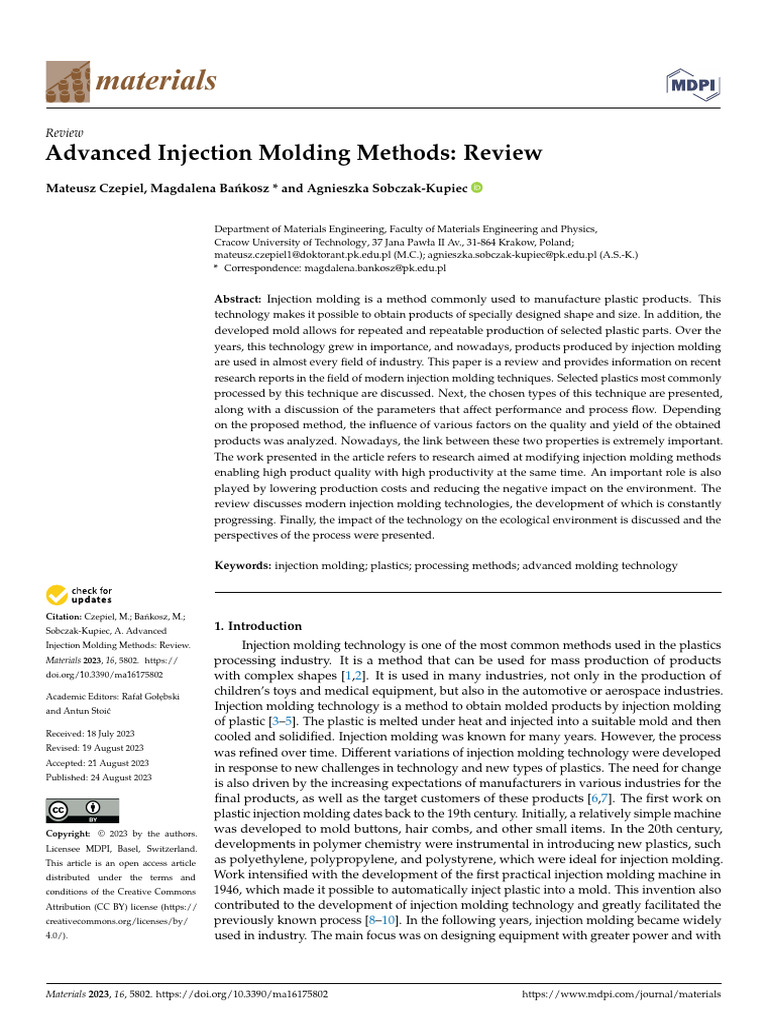 Materials-2023 Adv Inj Molding | PDF | Polyethylene | Plastic