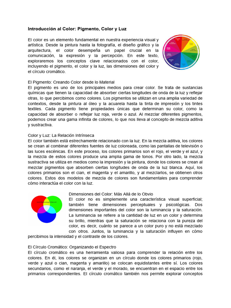 Introducción Al Color - Pigmento, Color y Luz | PDF | Color | Cian