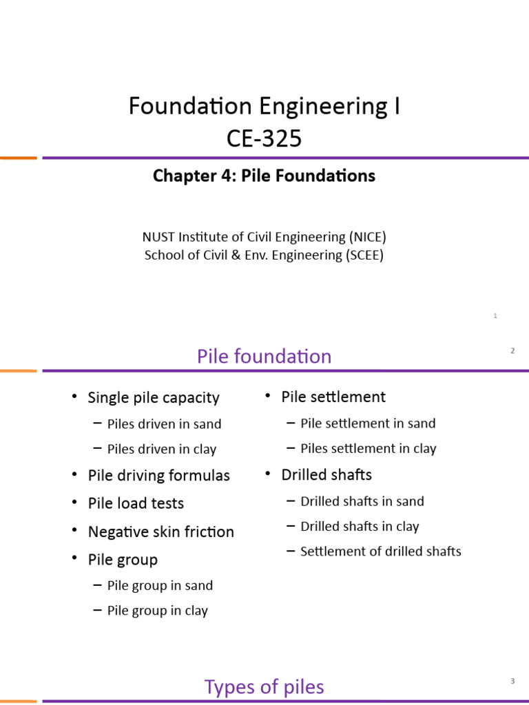CE325 - 15 Pile Foundations | PDF | Deep Foundation | Foundation (Engineering)