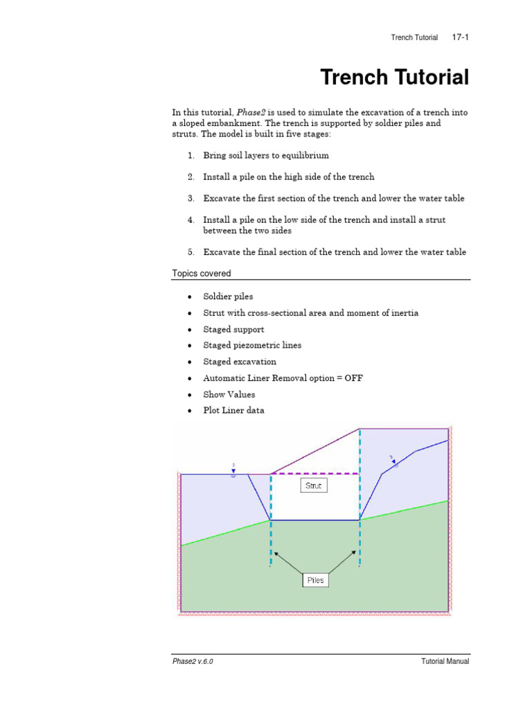 Tutorial 17 Trench With Piles and Struts | PDF | Bending | Deep Foundation