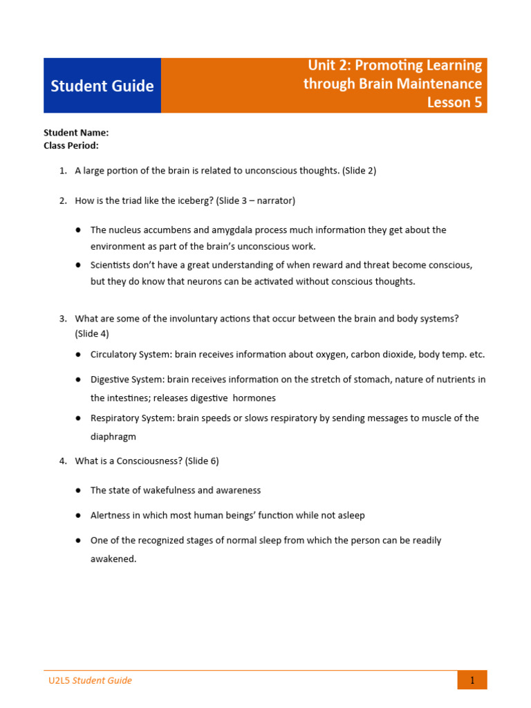 U2L5 Student Guide (2023) | PDF | Cardiopulmonary Resuscitation | Brain